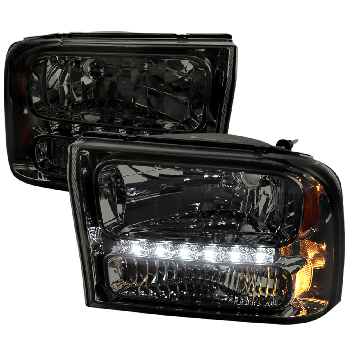 Spec-D Tuning Ford F250 1-Piece Smoke Euro Headlights With Led #2LH ...
