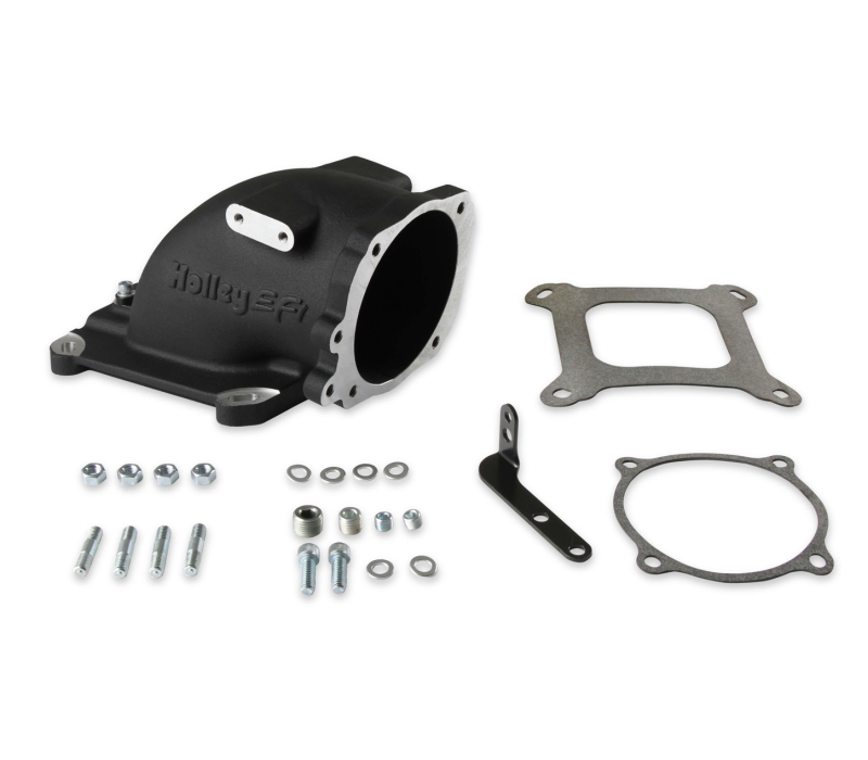 Holley Intake Elbow 4150 Ford TB Flange - Black #300-240FBK