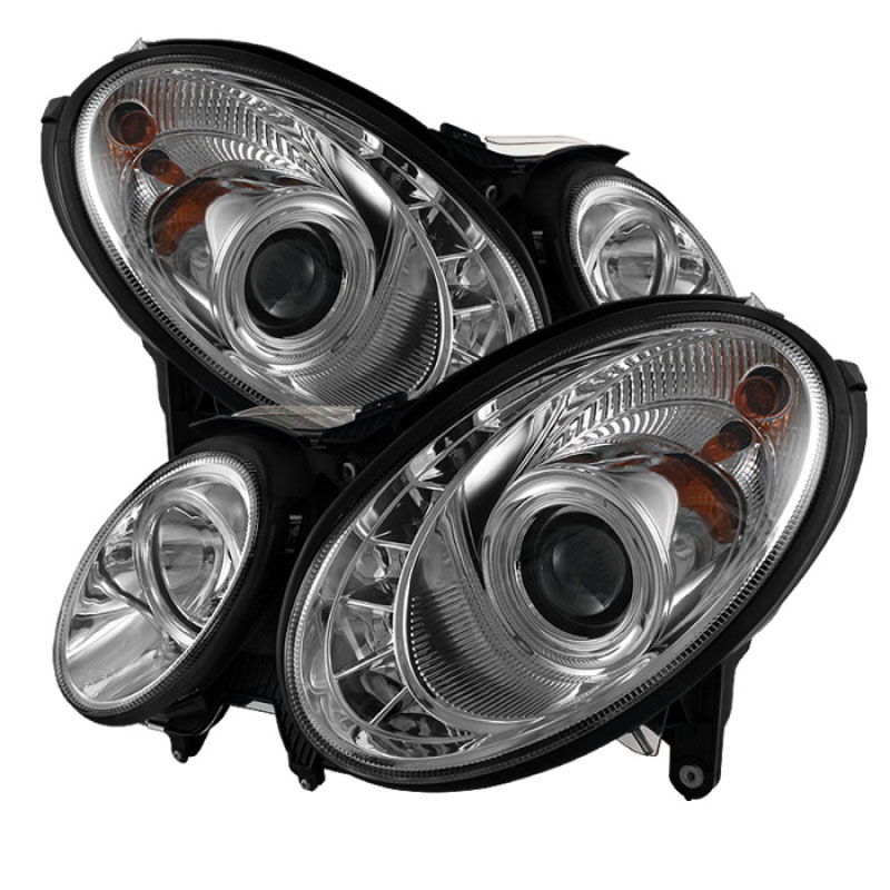 SPYDER Mercedes Benz W211 E-Class DRL LED Projector Headlights - Chrome ...