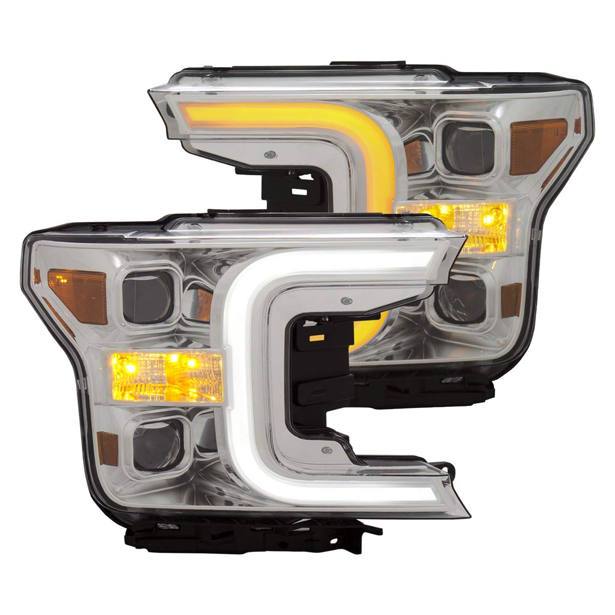 ANZO USA Ford F-150 Projector Headlights W/ Plank Style Switchback ...