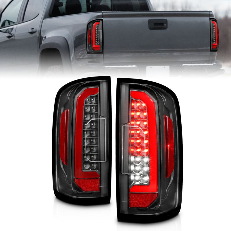 ANZO 15-21 Chevrolet Colorado Full LED Tail Lights w/ Red Lightbar ...