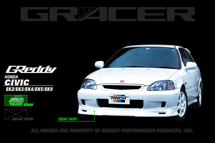 GReddy 99-00 Honda Civic Si Front Lip Spoiler | GReddy 17050042 ...