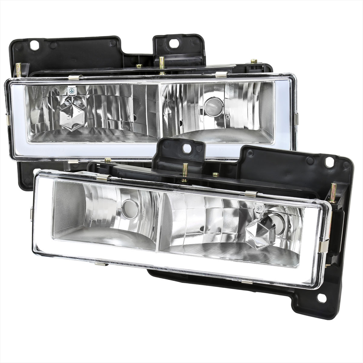 Spec-D Tuning Chevrolet C10 Headlights With LED Bar Clear Lens & Chrome ...