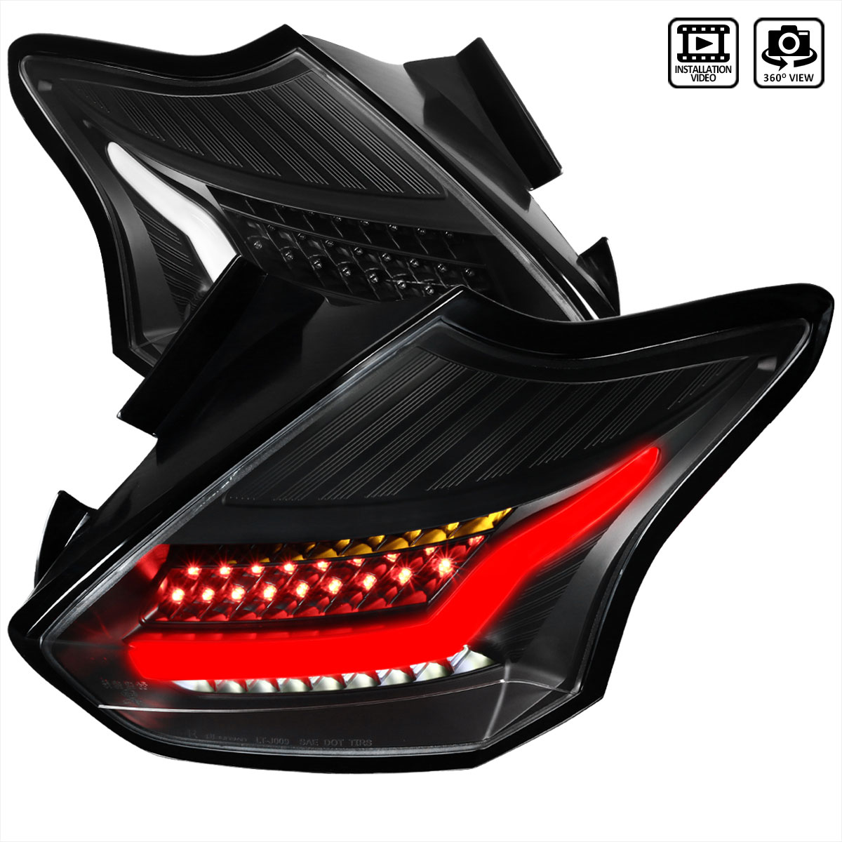 Spec-D Tuning Ford Focus 5 Door Hatchback LED Tail Lights Black #LT ...