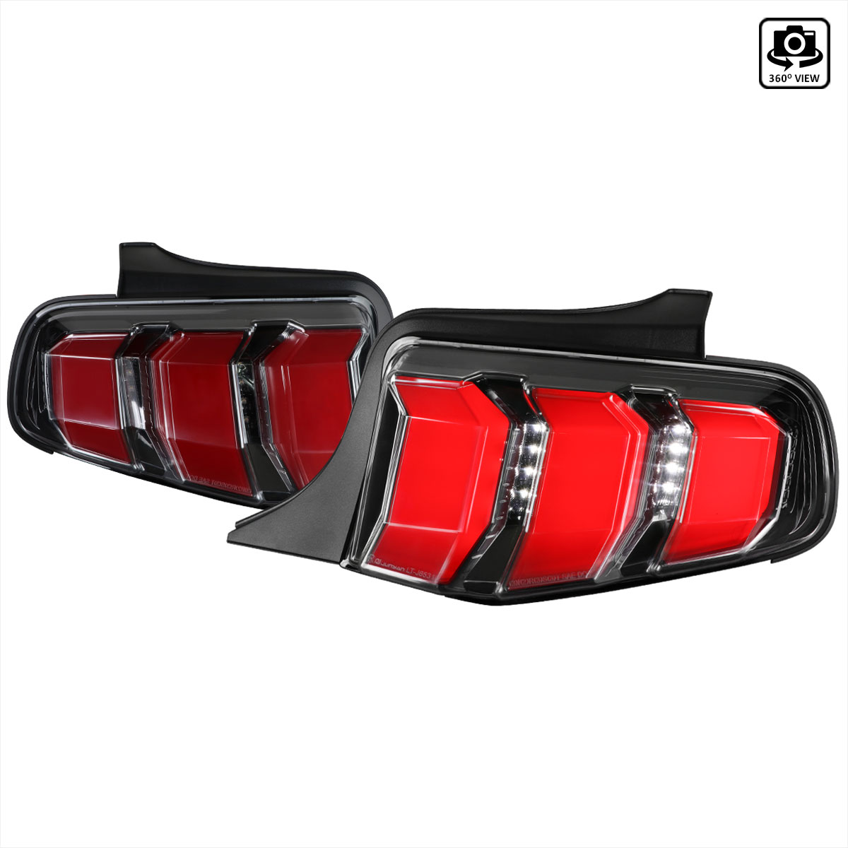Spec-D Tuning Ford Mustang LED Tail Lights - Black Trim - Red Bar #LT ...