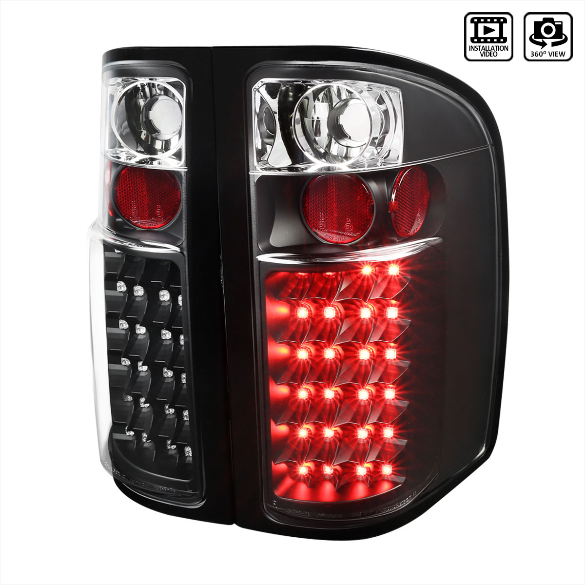 Spec-D Tuning Chevrolet Silverado LED Tail Lights Black - LT-SIV07JMLED ...