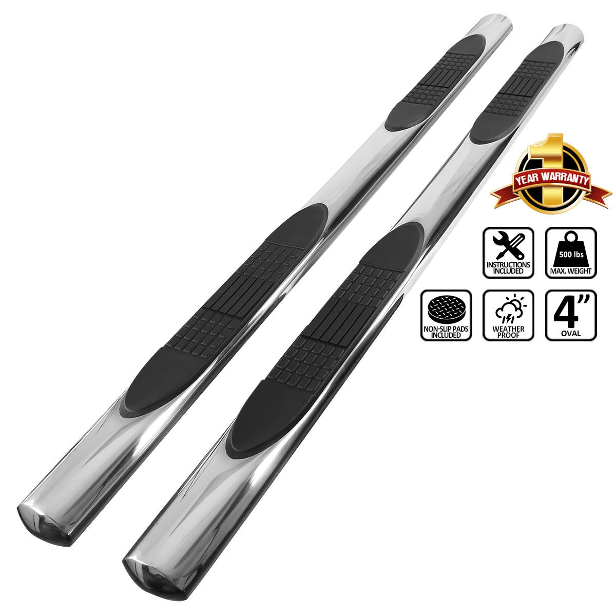 Spec-D Tuning Nissan Frontier 4 Inch Oval Stainless Finish Side Step ...